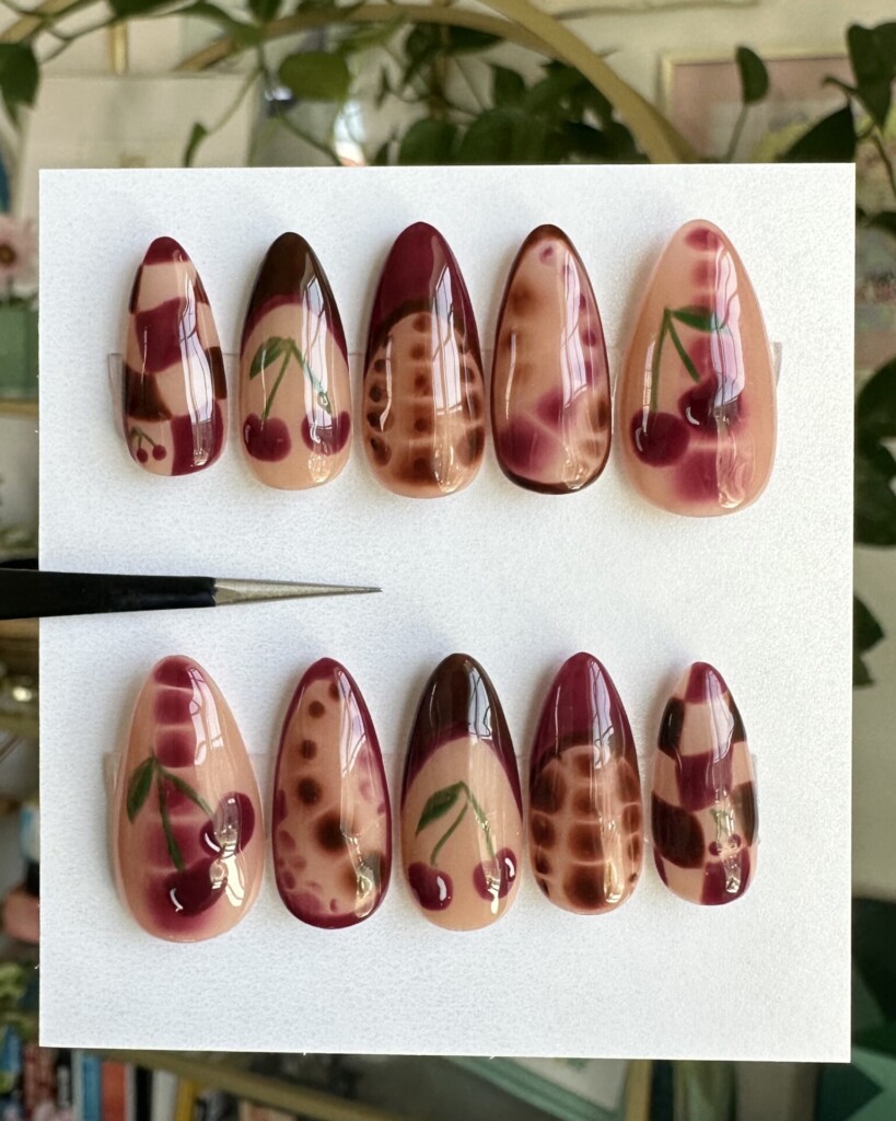 Deluxe Press-On Nails | Dark Cherry Bomb (Large) – Unalome Outfitters